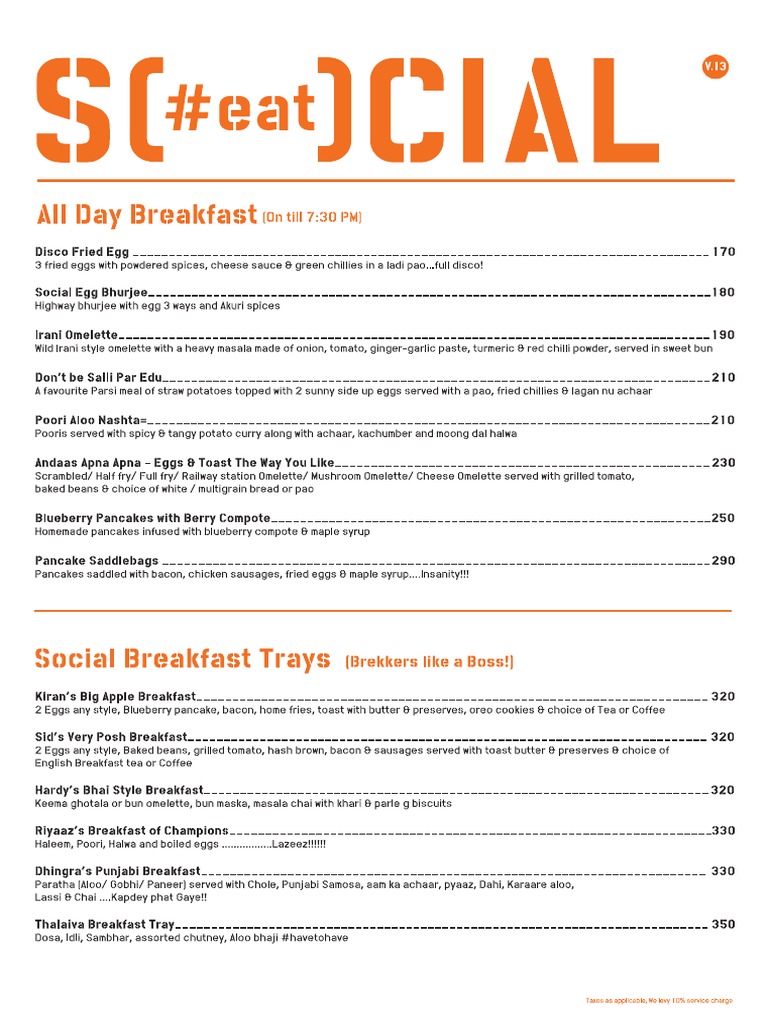 Thane Social Menu | PDF