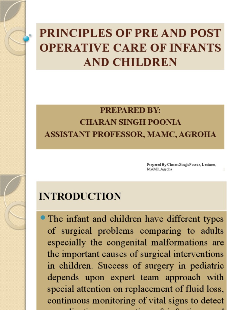 Pre & Post Operative Care of Childrens | PDF | Surgery | Anesthesia