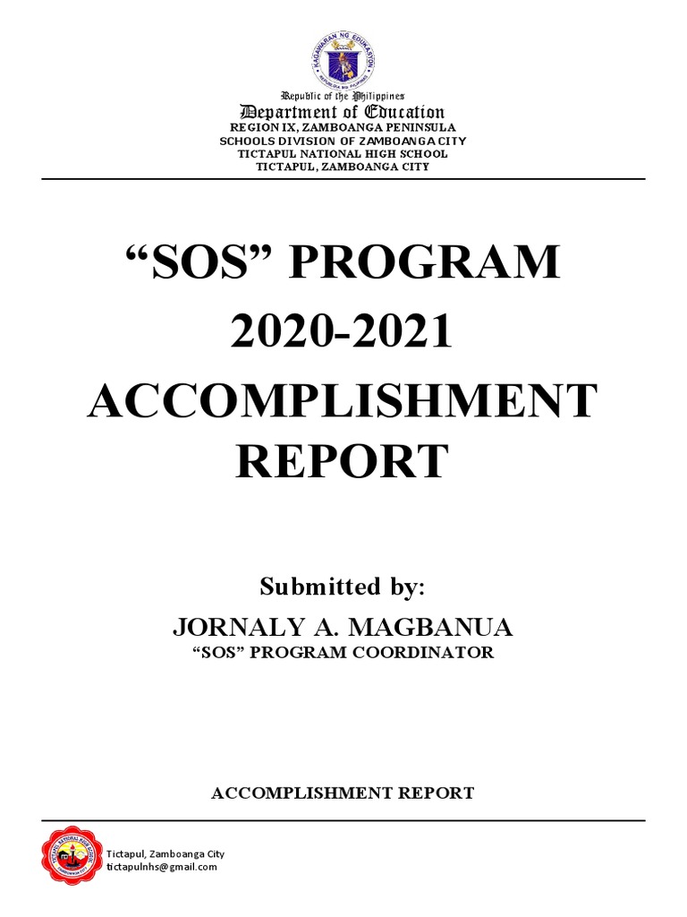 Sos Program Accomplishment Report 2021 | PDF