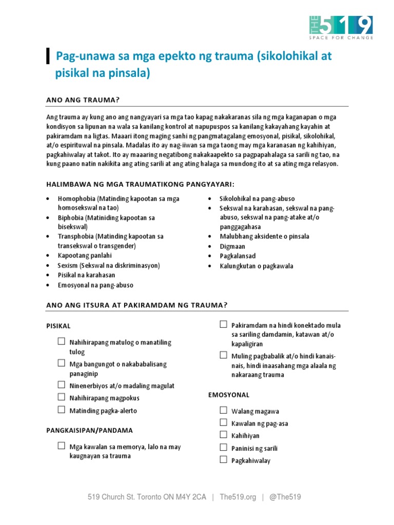 Understanding The Impacts of Trauma - Tagalog | PDF