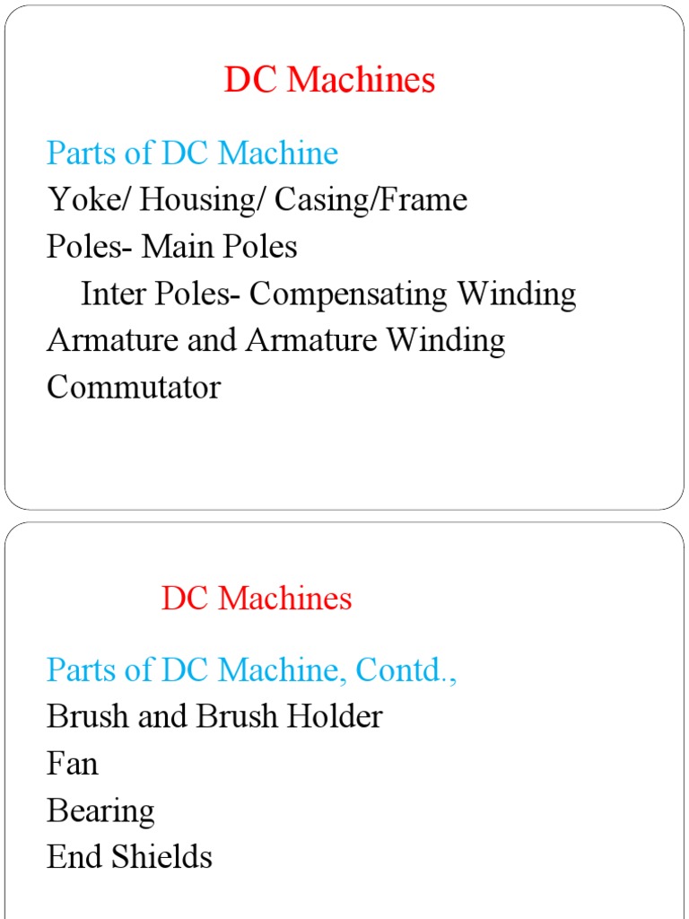 DC Machines: Parts of DC Machine | PDF | Electrical Components ...