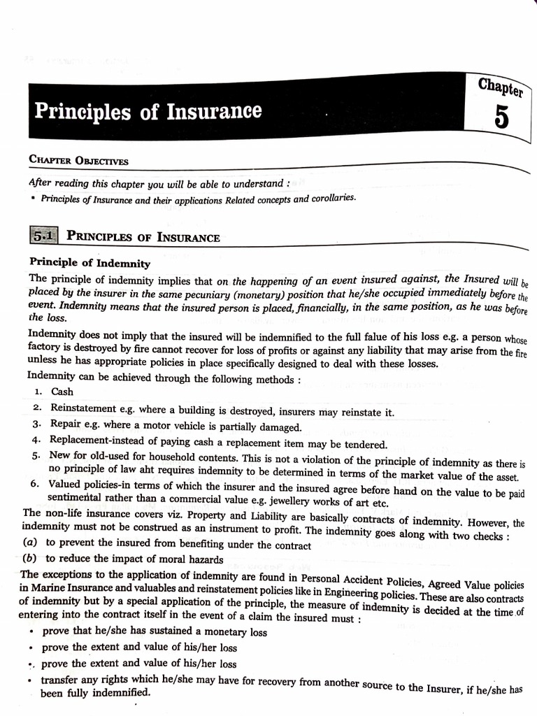 Principles of Insurance | PDF | Indemnity | Insurance