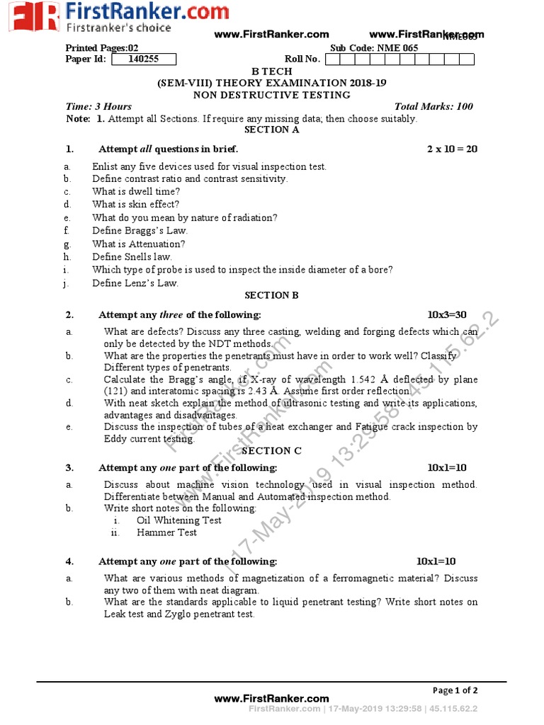 Assignment 2 NDT | PDF | Nondestructive Testing | Ultrasound