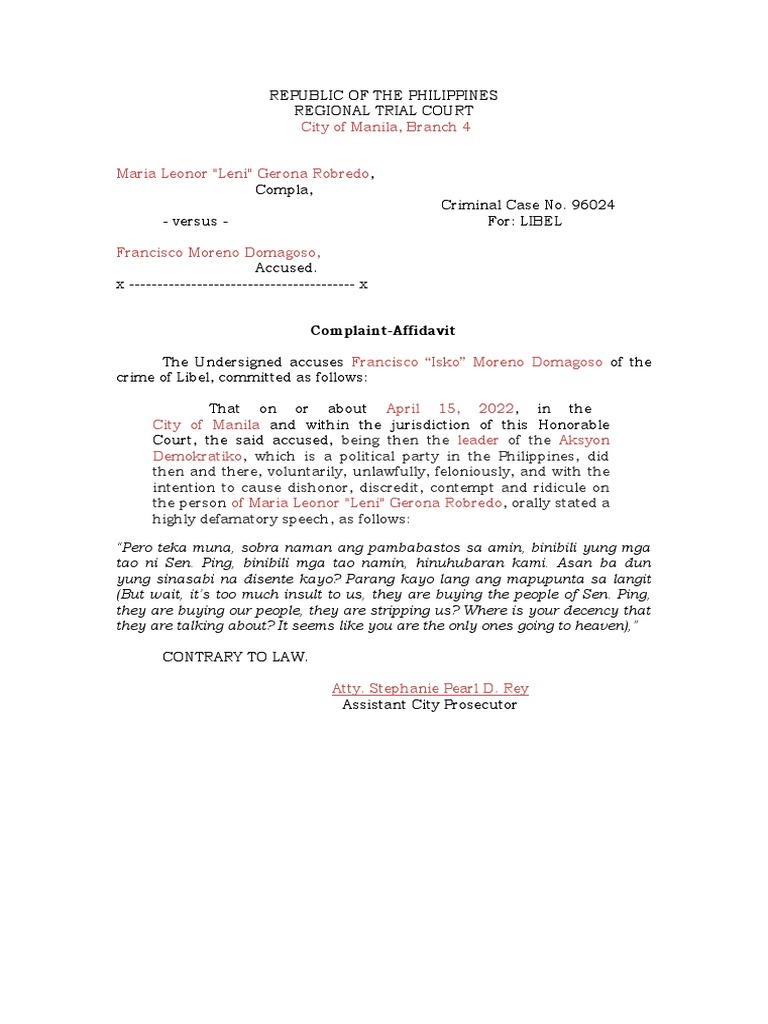 MyLegalWhiz - Information For Libel | PDF