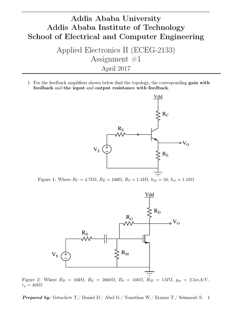 Assignment 1 | PDF | Amplifier | Analog Circuits