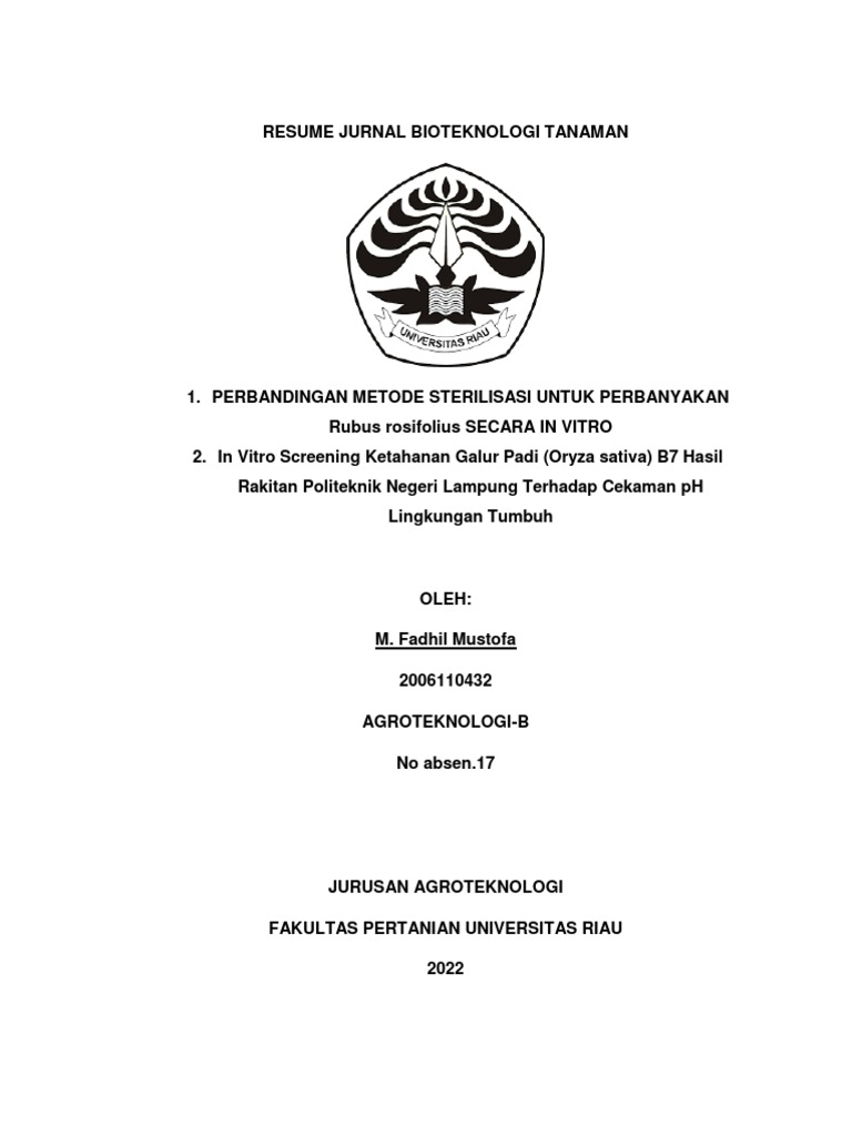 M Fadhil Mustofa - 2006110868 - Tugas Bioteknologi Tanaman - Agt - B | PDF
