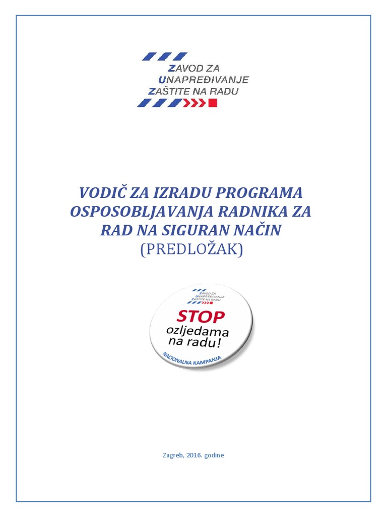Vodic Za Izradu Programa Osposobljavanja Radnika Za Rad Na Siguran Nacin | PDF