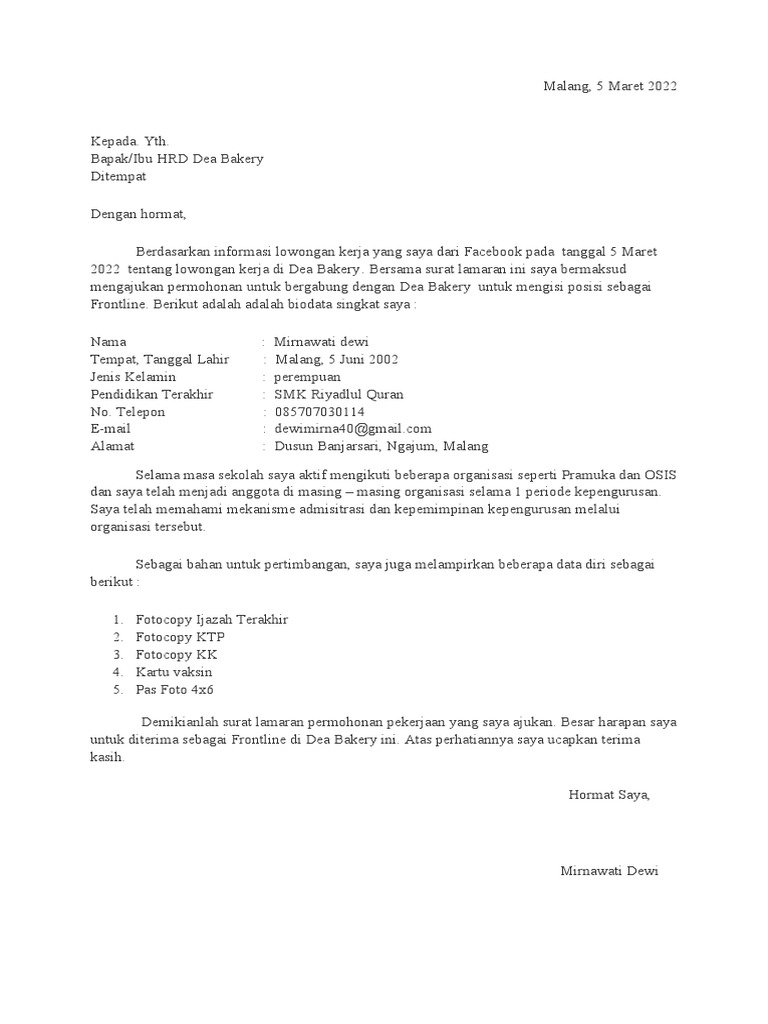 CV Dea Bakery 1 | PDF