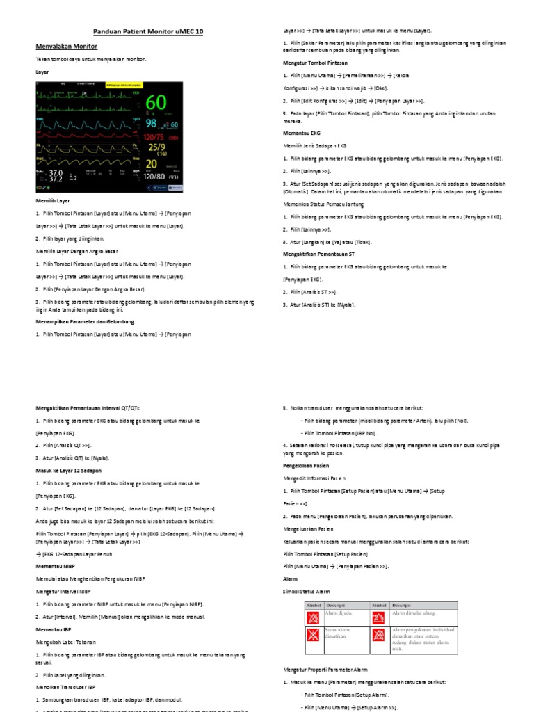 Panduan Penggunaan Monitor uMEC 10 | PDF | Komputer