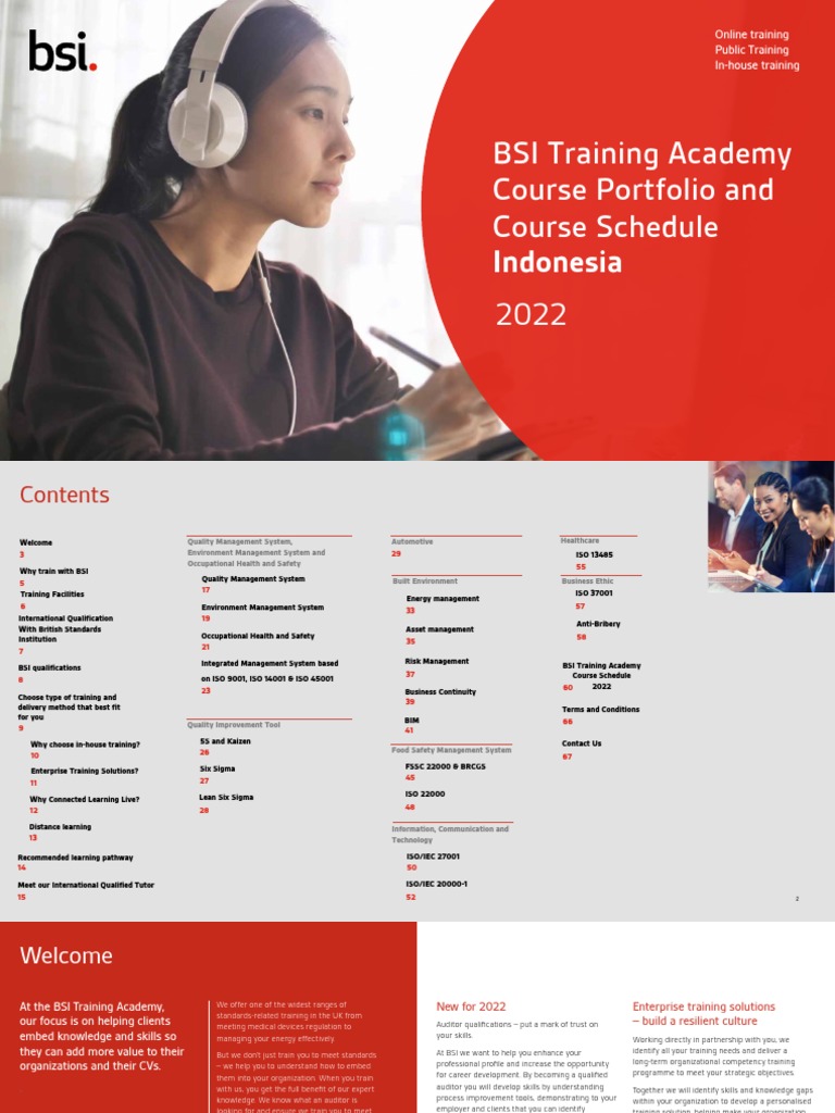 Bsi Trainingcatalogueindonesia 2022 Rev1 | PDF | Iso 9000 | Quality ...
