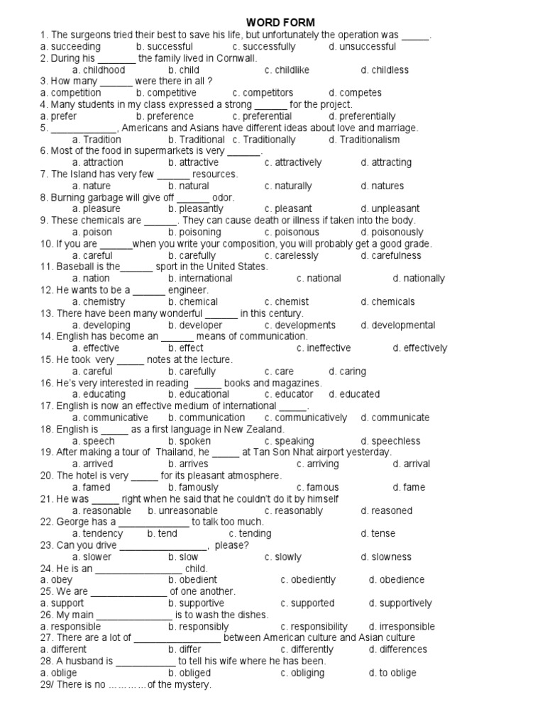 WORD FORM Lop 12 Moi (CB) | PDF | Extinction