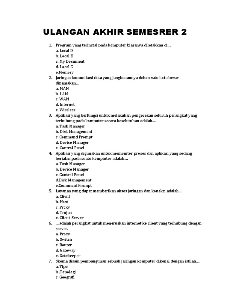 Soal AIJ XII Semester Genap | PDF | Komputer