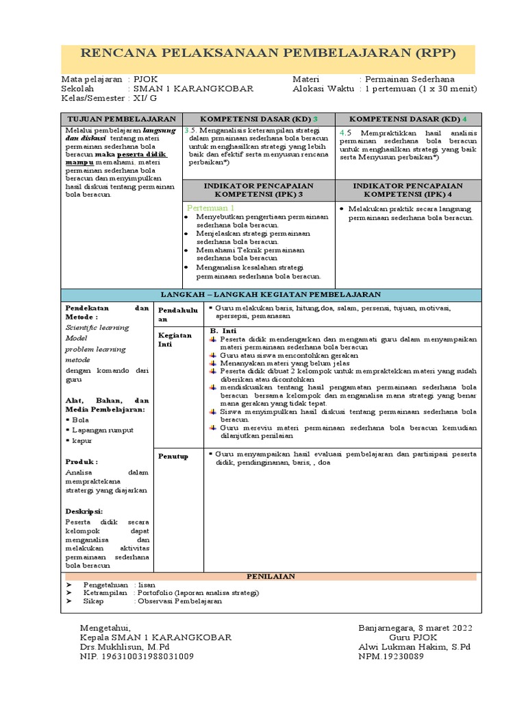 RPP Permainan Bola Beracun | PDF