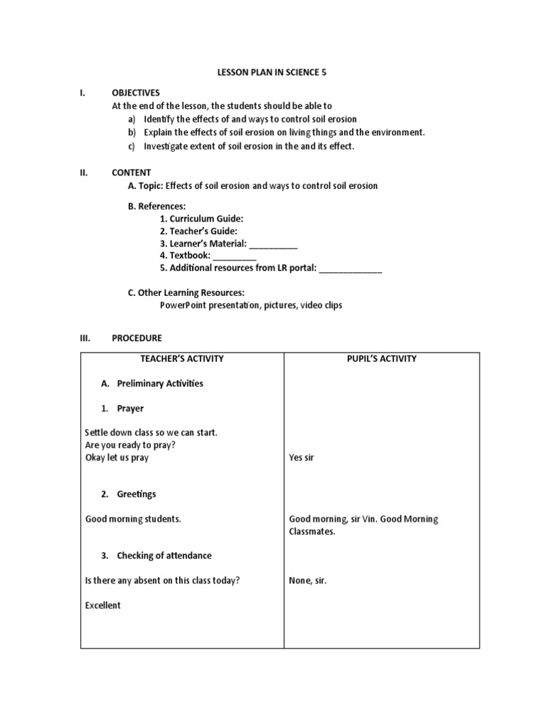 LP IN SCIENCE 5 (Effects of Soil Erosion) | PDF | Soil | Erosion