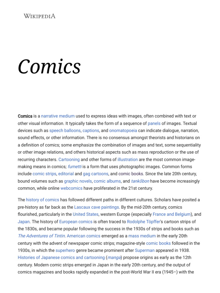 Comics - Wikipedia | PDF | Comics | Cartooning