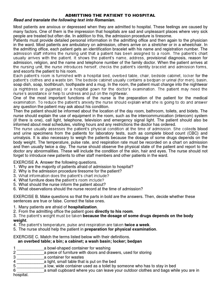 Hospital Patient Admission Process | PDF | Patient | Nursing