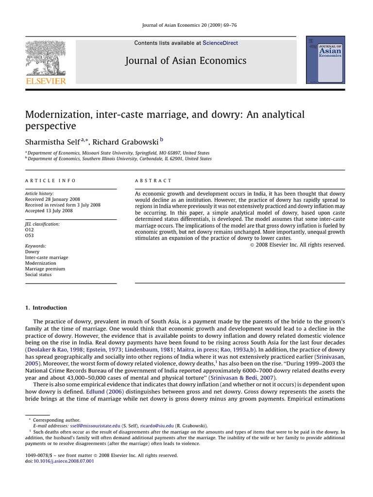 Journal of Asian Economics: Sharmistha Self, Richard Grabowski | PDF ...