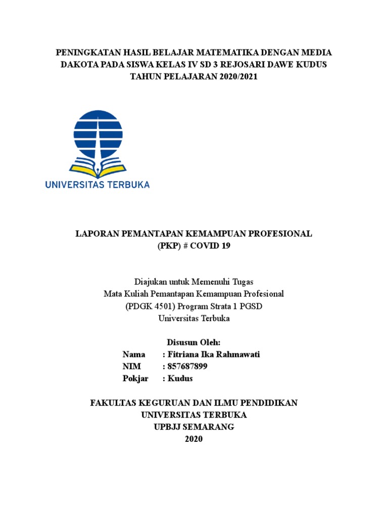 Contoh Format Halaman Judul Laporan PKP 2021.2 | PDF