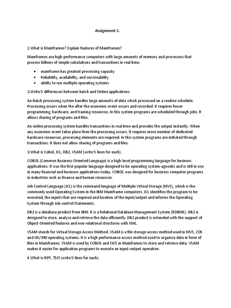Mainframe Assignment 1 2 | PDF | Information Technology | Mainframe Computer