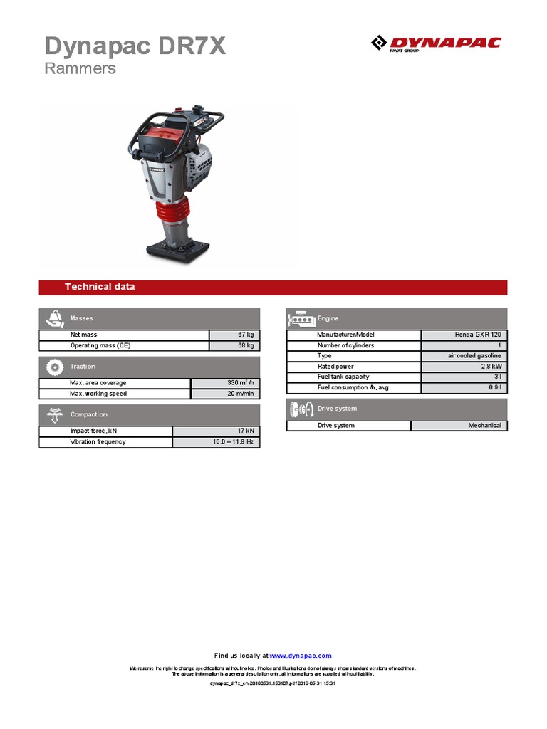 Dynapac DR7X Dynapac DR7X: Rammers Rammers | PDF | Engines ...