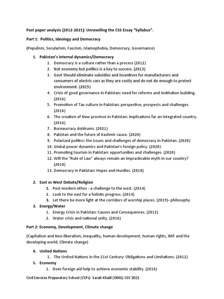 CSS Essay Past Paper Analysis | Download Free PDF | Gender Studies ...