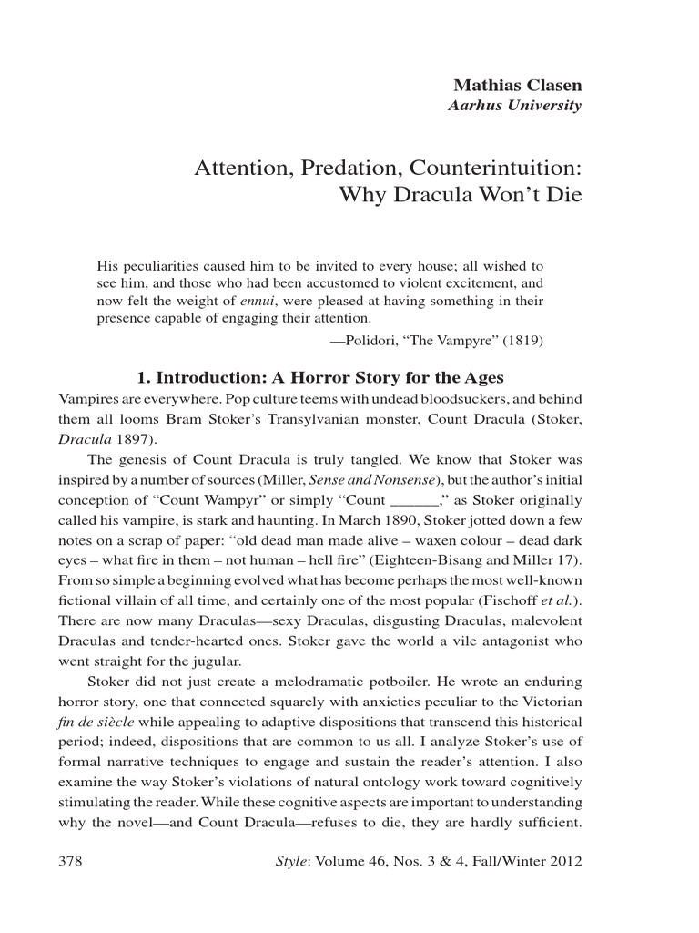 Attention Predation Counterintuition: Why Dracula Won't Die | PDF ...