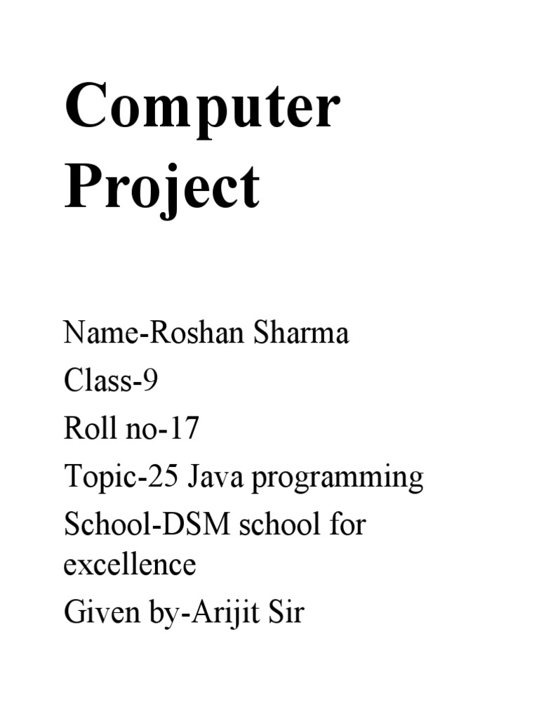 Computer Java Project Pdf Computing Computer Programming 2248