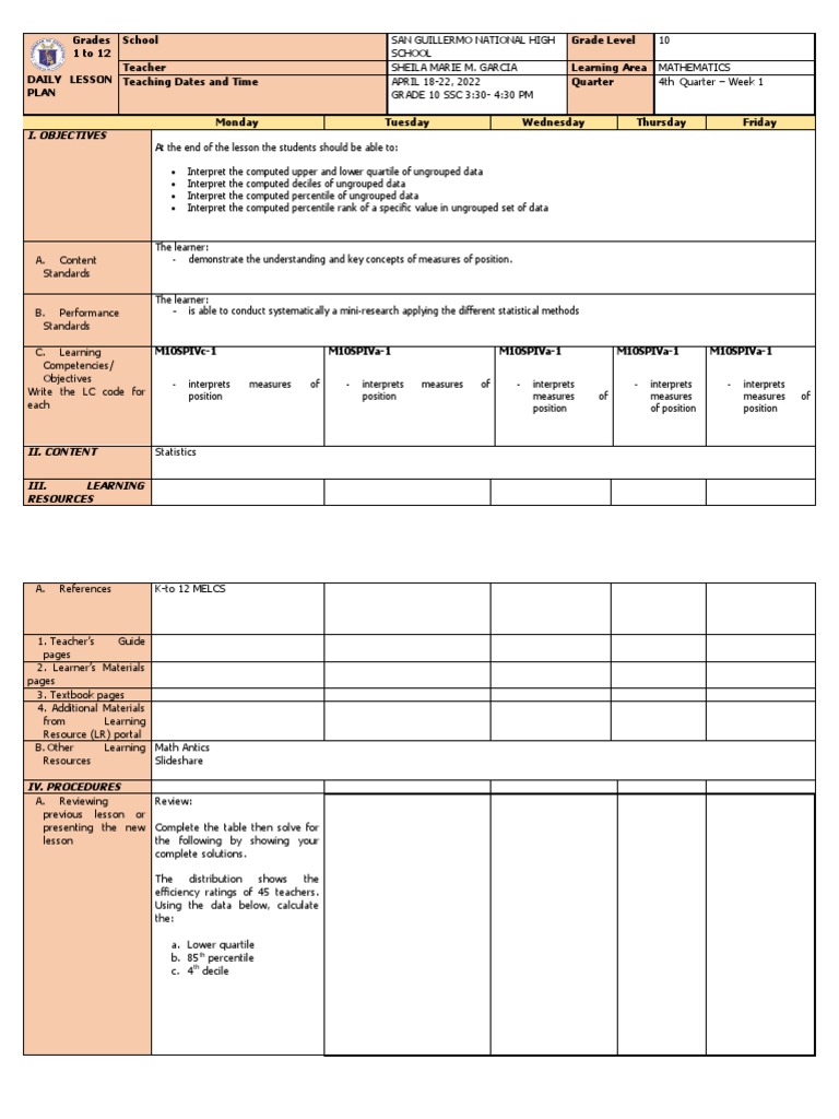 DLL Math Week 3 | PDF | Teachers | Mathematics