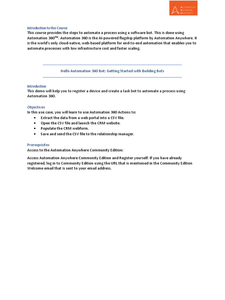 Automation 360: Bot Creation Guide | PDF | Internet & Web | World Wide Web