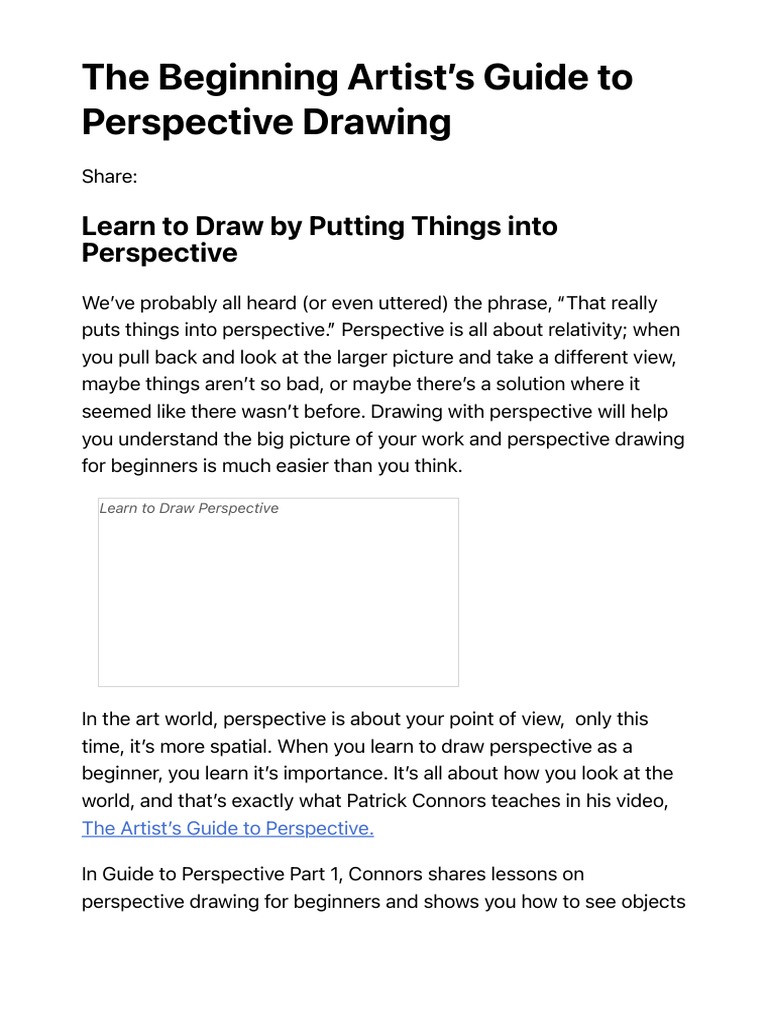 The Beginning Artist's Guide To Perspective Drawing | PDF | Perspective ...