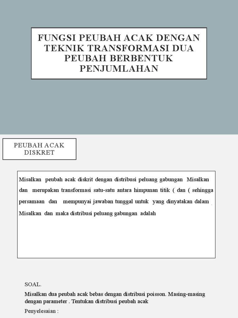 5.3 Fungsi Peubah Acak Dengan Teknik Transformasi Dua Peubah Bentuk Penjumlahan - Rev | PDF