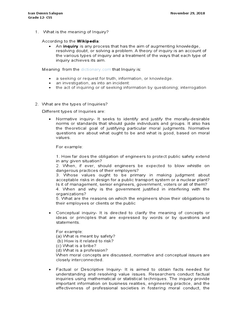 Understanding Types of Inquiry | PDF | Inquiry | Theory