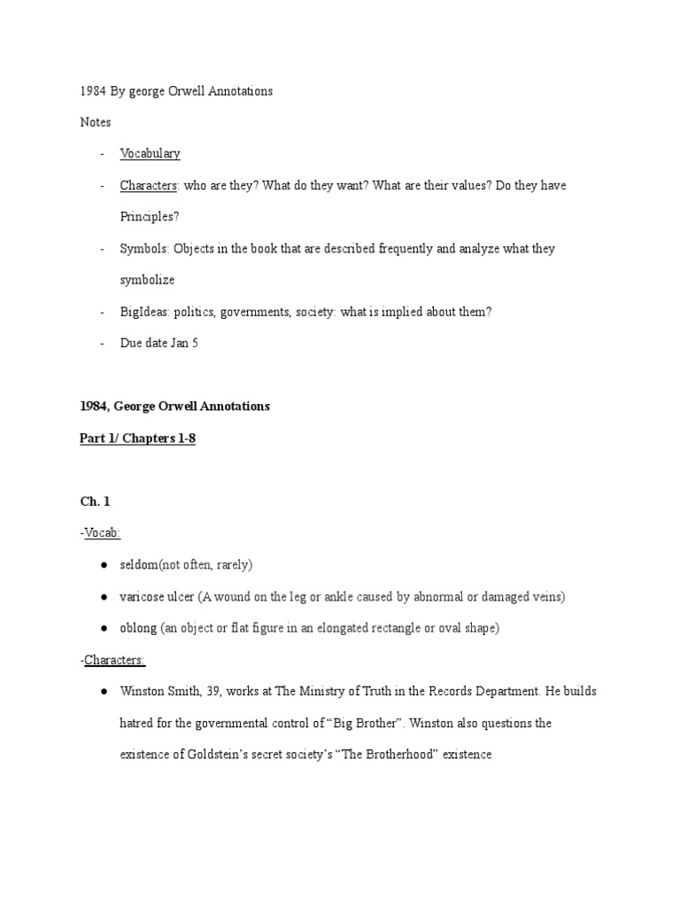 1984 by George Orwell Annotations | PDF | Politics | History