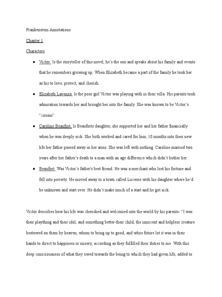 Frankenstein Annotations | PDF | Frankenstein