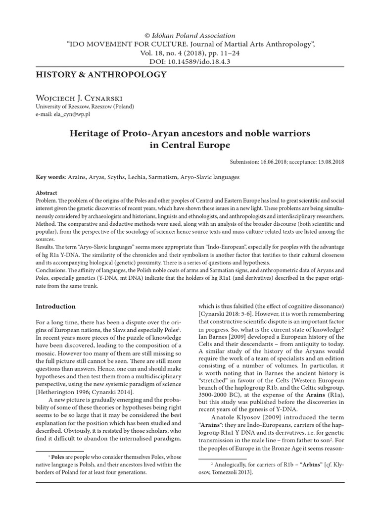 Heritage of Proto-Aryan Ancestors and Noble Warriors in Central Europe ...