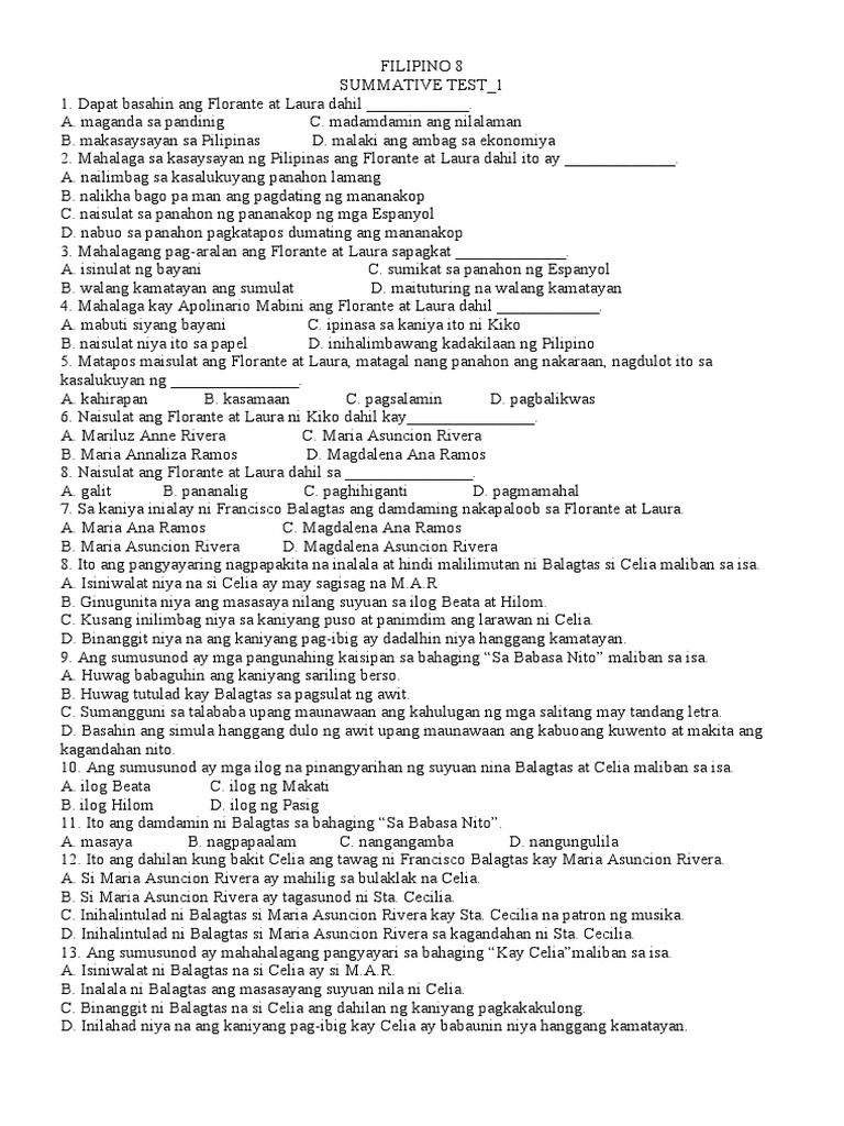 Fil8 Summative q4 | PDF
