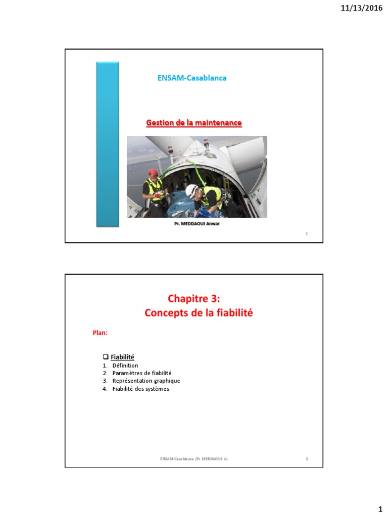 Cours 3 - Concept de La Fiabilité | PDF | Technologie et ingénierie