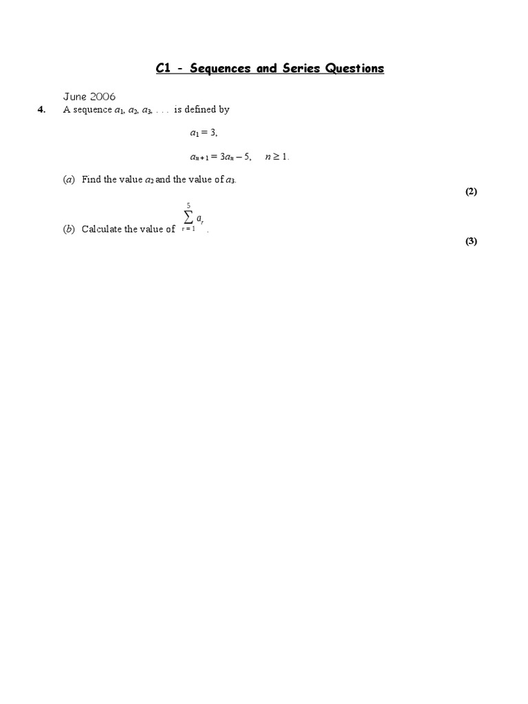 Sequences and Series Problem Set | PDF | Sequence | Mathematics
