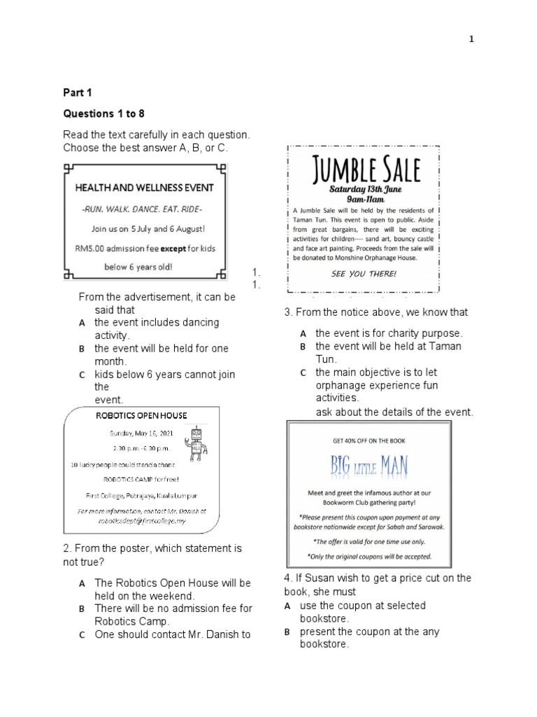 English SPM Trial Paper 1 | PDF | Karate | Chinese Martial Arts