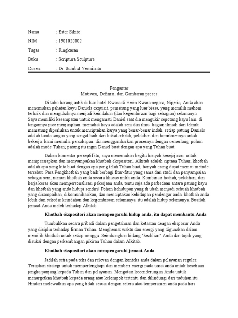 Ringkasan Terjemahanbuku Scripture Sculpture (Ramesh Richard) | PDF