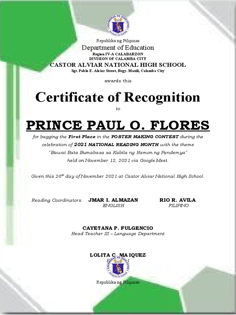 CERT of Reading Month | PDF