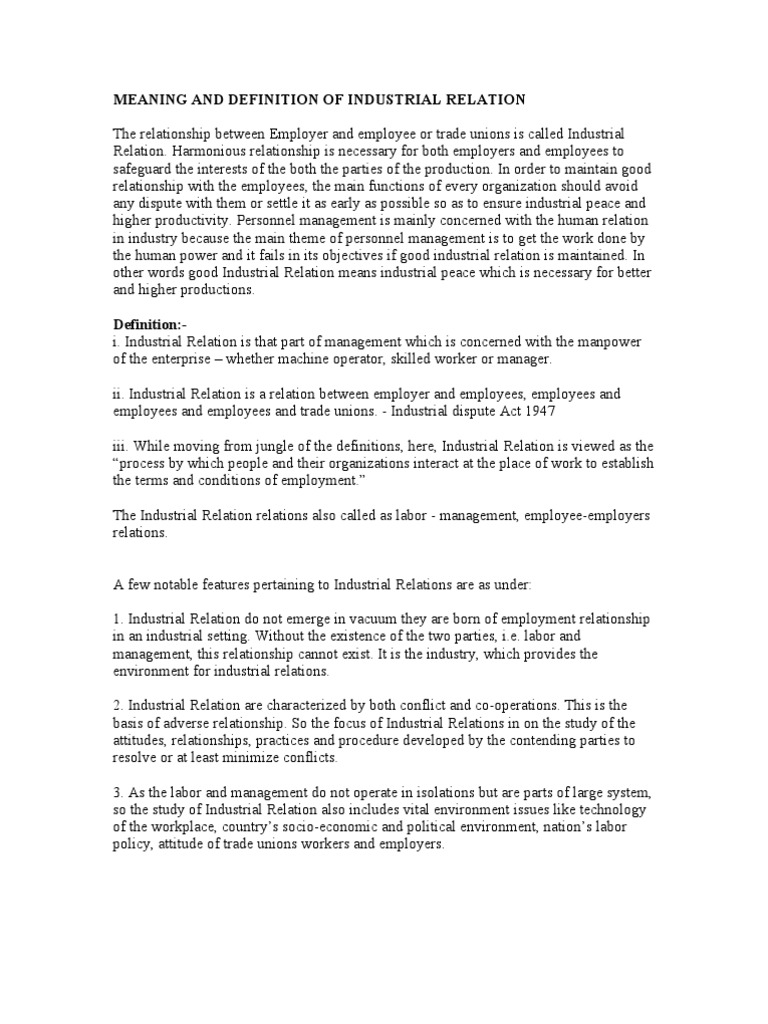 Good Ir Note | PDF | Industrial Relations | Employment