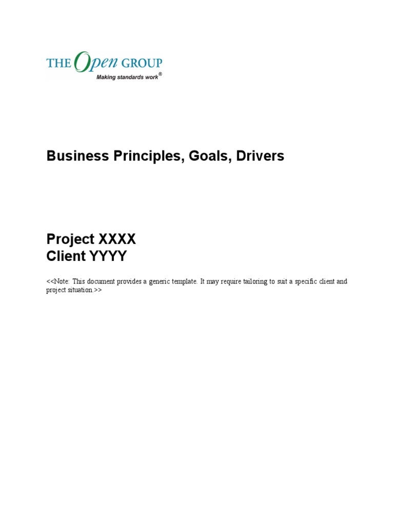TOGAF 9 Template - Business Principles - Goals - Drivers | PDF ...