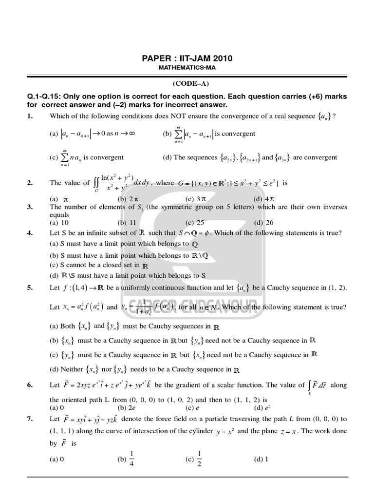 Paper: Iit-Jam 2010 | PDF | Eigenvalues And Eigenvectors | Equations