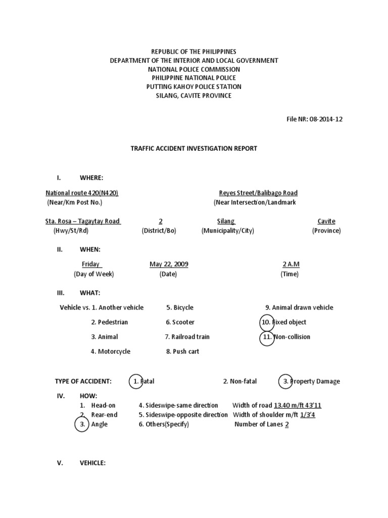 Traffic Accident Investigation Report | PDF | Headlamp | Road