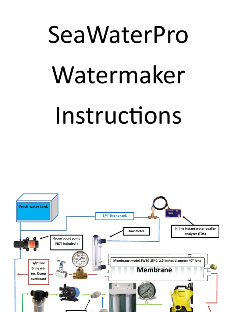 Install and operate your SeaWaterPro watermaker | PDF | Pump | Pipe (Fluid Conveyance)