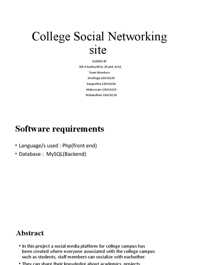 College Social Networking Site | PDF | Social Networking Service | Web ...