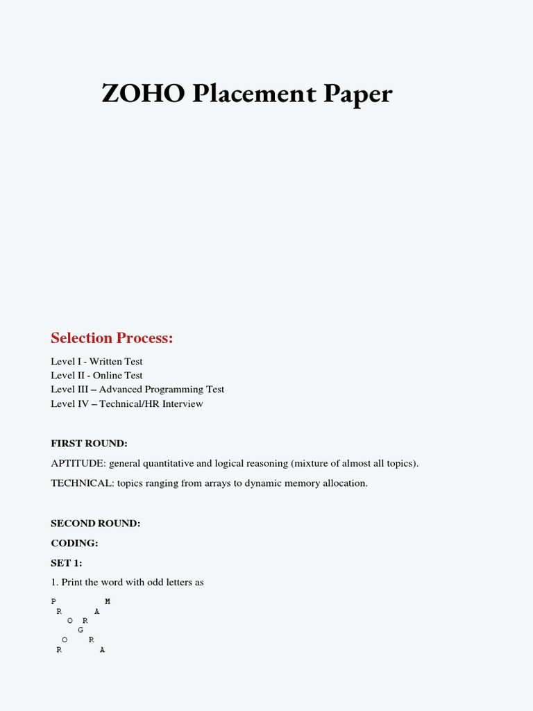 Zoho Placement Paper Download Free Pdf Matrix Mathematics