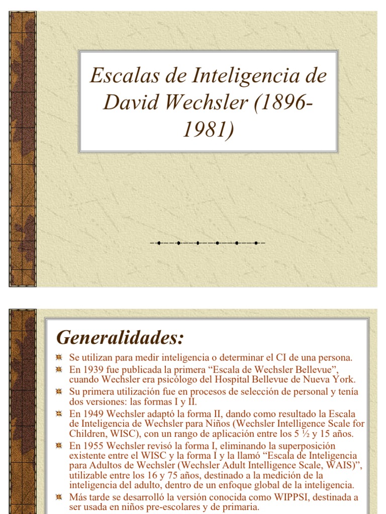 Escalas de Wechsler | Cociente de inteligencia | Inteligencia