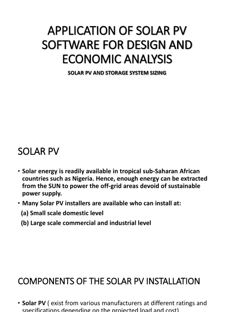 Application of Solar PV Software For Design | PDF | Photovoltaic System ...